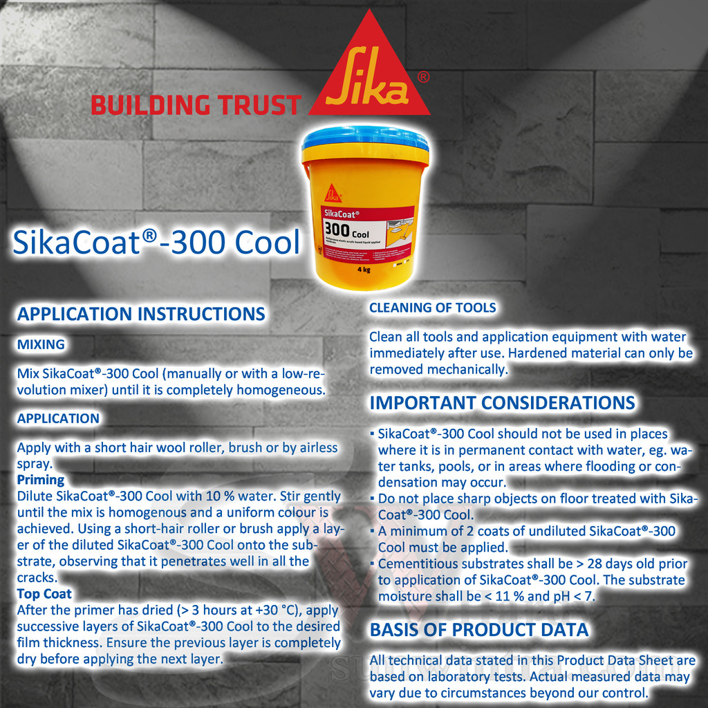 SIKA SikaCoat®-300 Cool 4KG / 20KG Multipurpose Elastic Acrylic Based ...