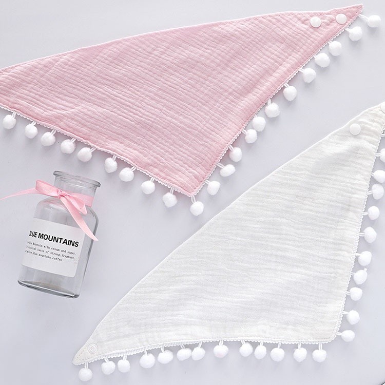 Baby Gauze Triangle Scarf Double Buckle Newborn Bib Baby Solid Color ...