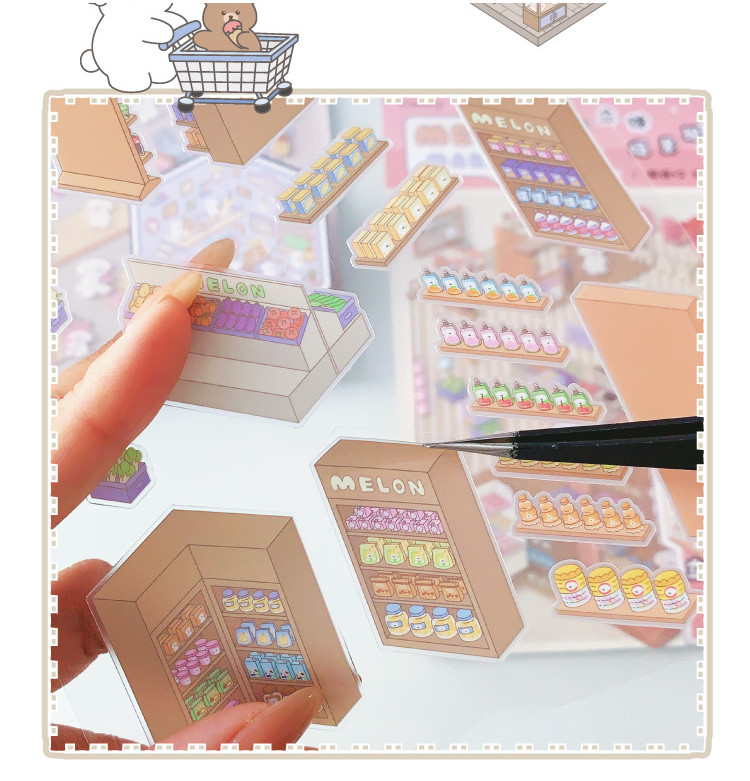 Idako 3D Sticker Miniature [3D Scene Series] 2PCS PVC Sticker ...
