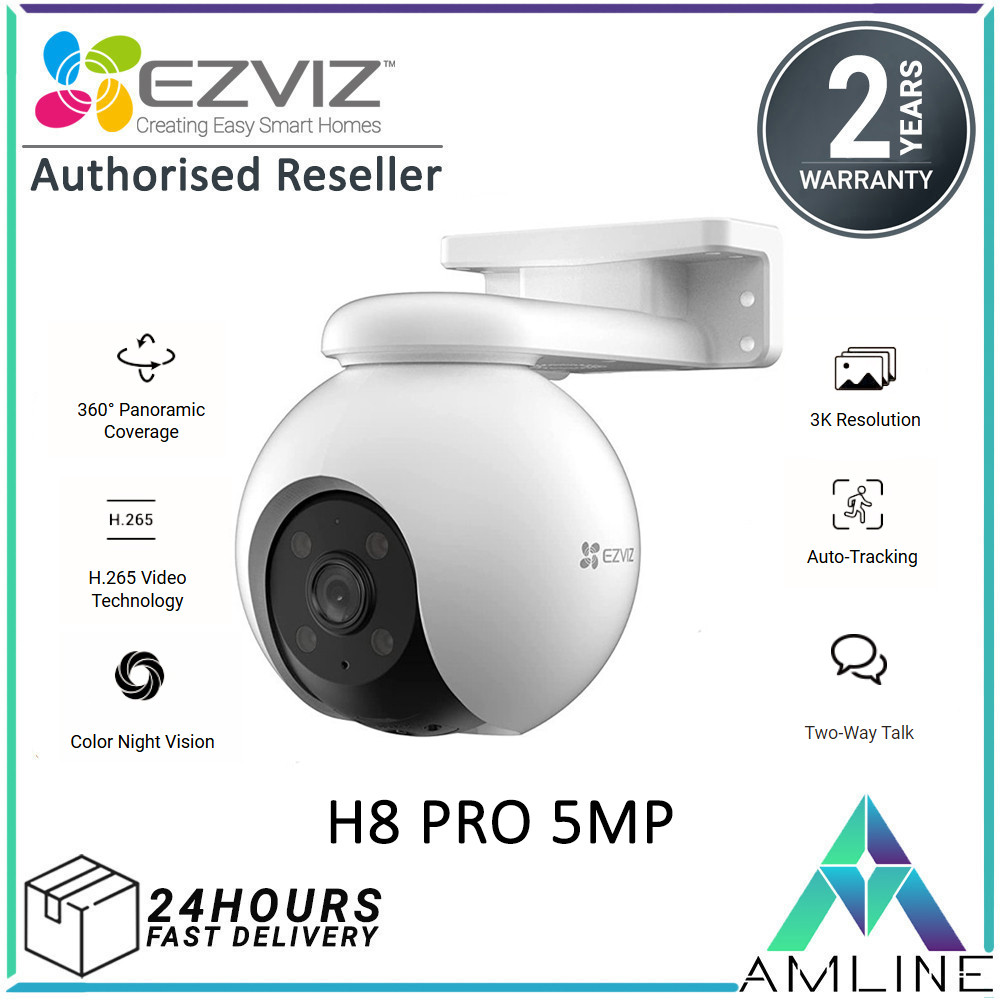 Ezviz H8 Pro 5MP 3K Resolution Wi-Fi Pan & Tilt Outdoor CCTV Auto Tracking Color Night Vision ...