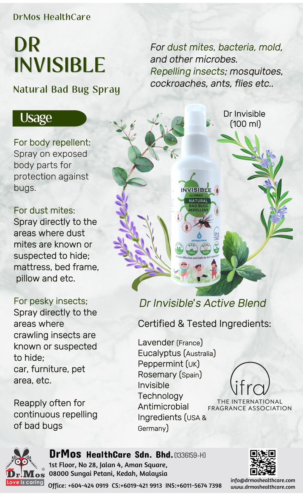 DrMos Spray Natural Bad Bugs Repellent Spray (300ml) Penghalau serangga ...