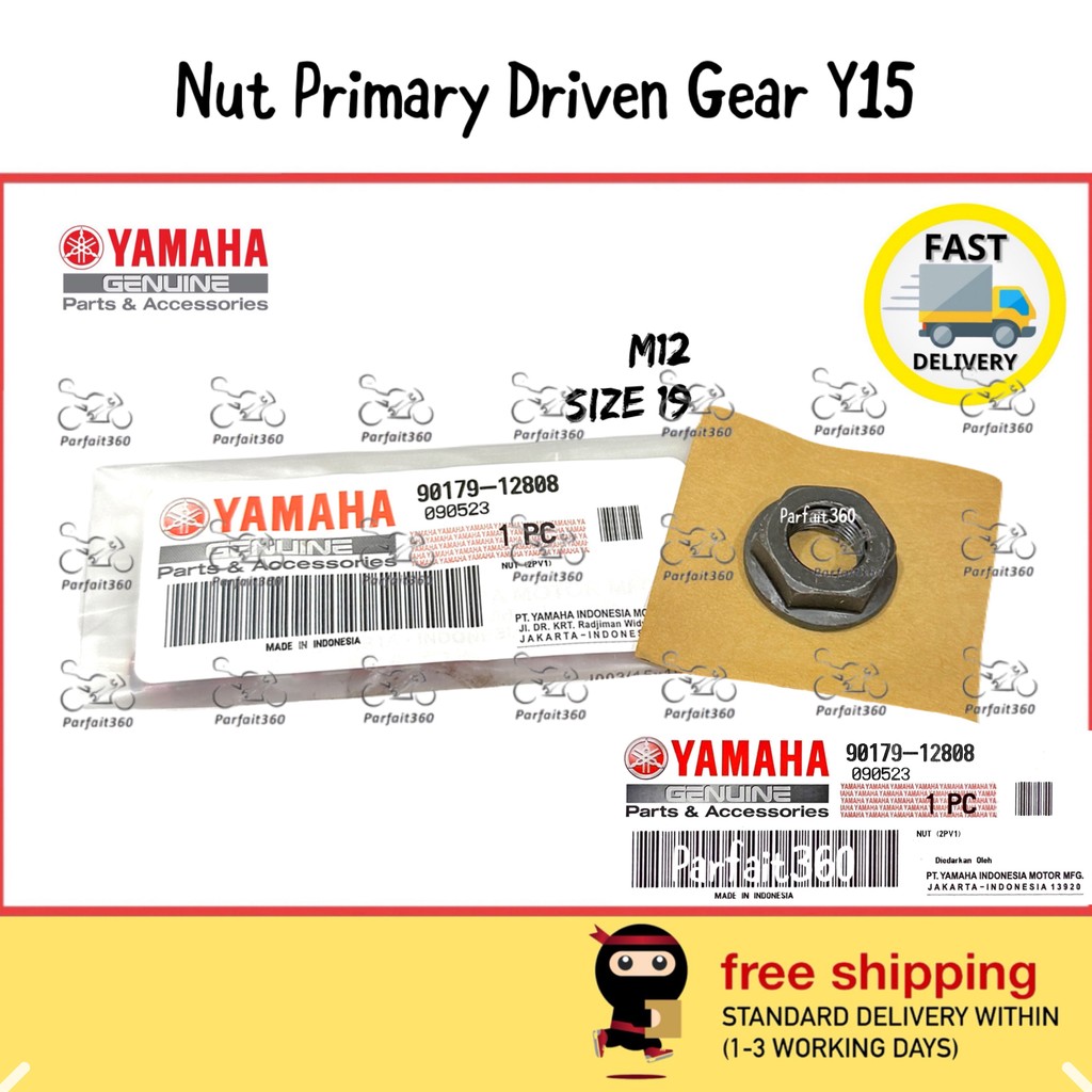 90179-12808 Y15ZR V1 V2 Nut Primary Driven Gear / Nut Hitam ikat ...