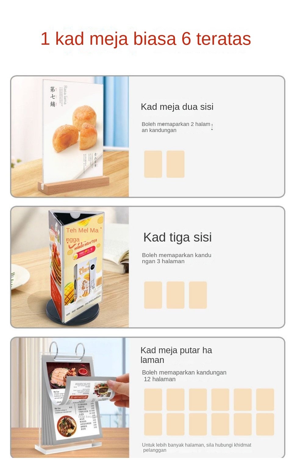 Kad meja membalik halaman 6 halaman rak paparan komputer meja Lipai a5 kad paparan jenama dua ...