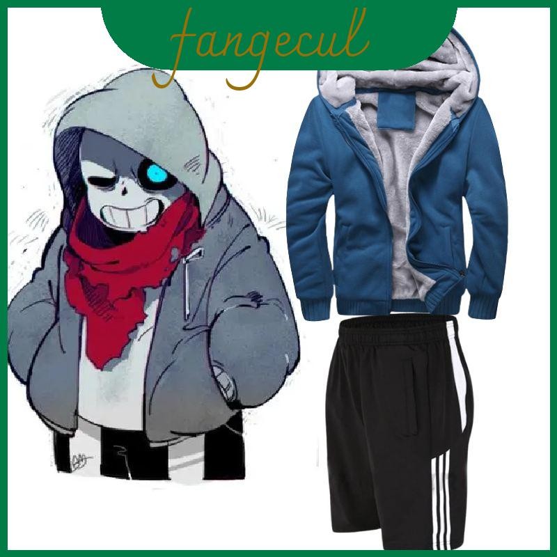 Undertale Sans Costume Set For Halloween Hoodie Shorts Mask Long Socks ...