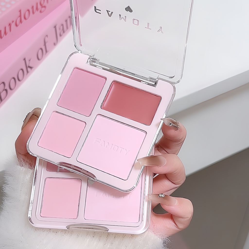 4 Color Blush Palette Rose Hawthorn Cheek Tint Blusher Powder Natural ...