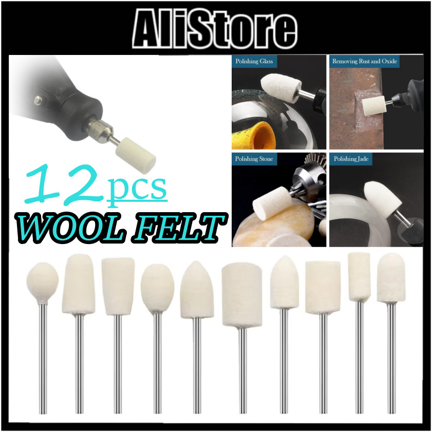 ALi Wool Felt Grinding Sanding Head Abrasive Buffing Wheel 2.35mm Shank ...
