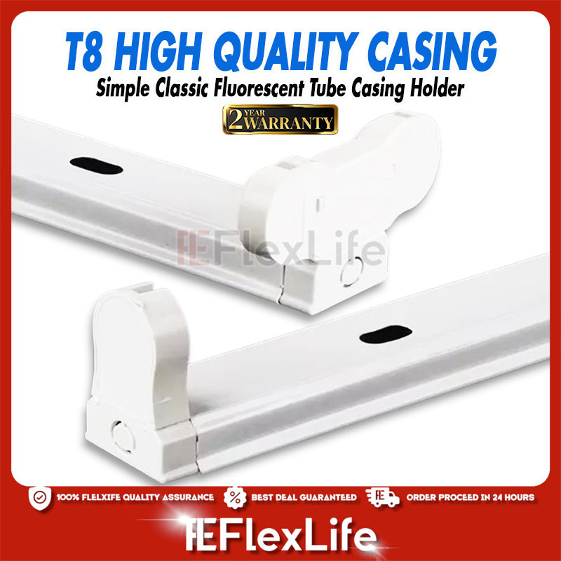 LED T8 2FT 4Ft Lighting Casing Only Single Double Holder Casing Lampu ...