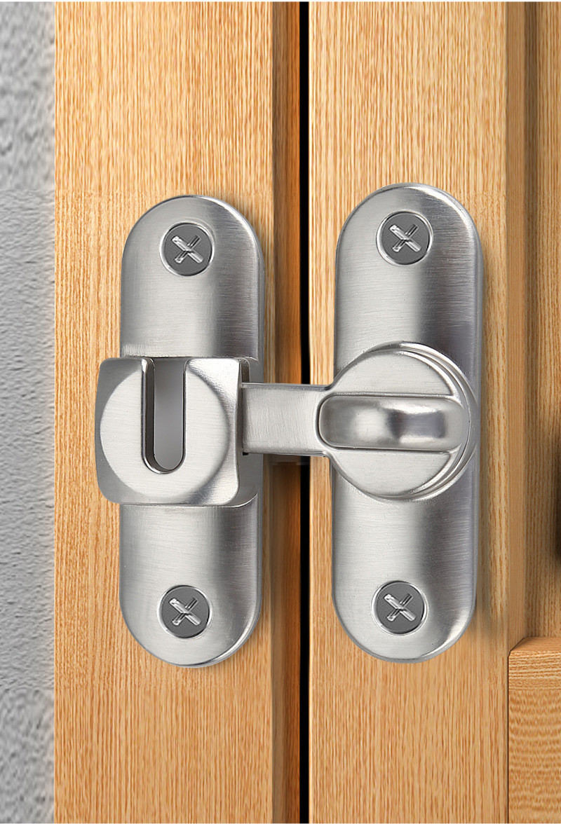 No drill Door Bolt 90/180 Degree Toilet Door Lock Thickened Sliding ...