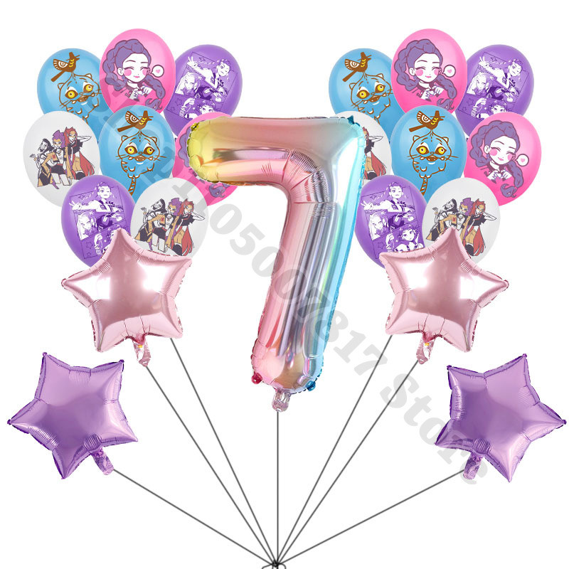 KPop Demon Hunters Latex Balloon Set Children's Birthday Party Supplies ...