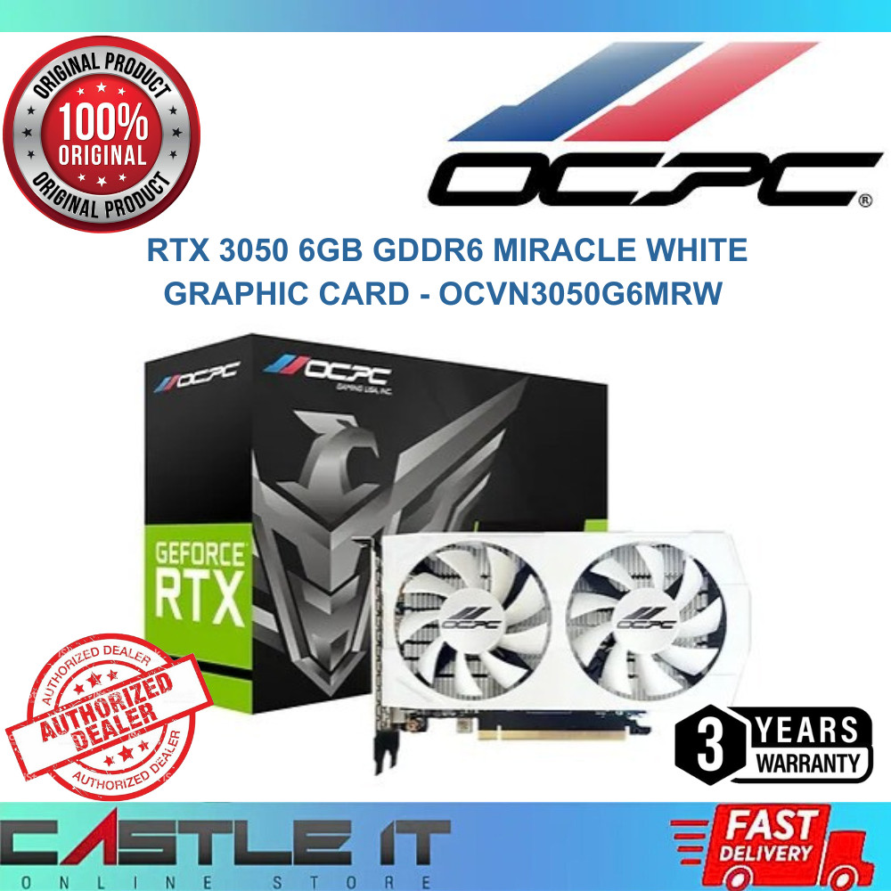 OCPC RTX 3050 6GB GDDR6 MIRACLE WHITE Nvidia GeForce RTX3050 6G D6 Graphic Card (OCVN3050G6MRW ...