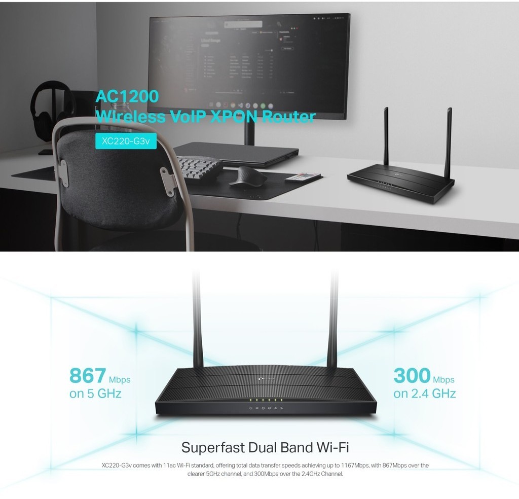 TP-Link XC220-G3v AC1200 Wireless VoIP XPON Router | Shopee Malaysia