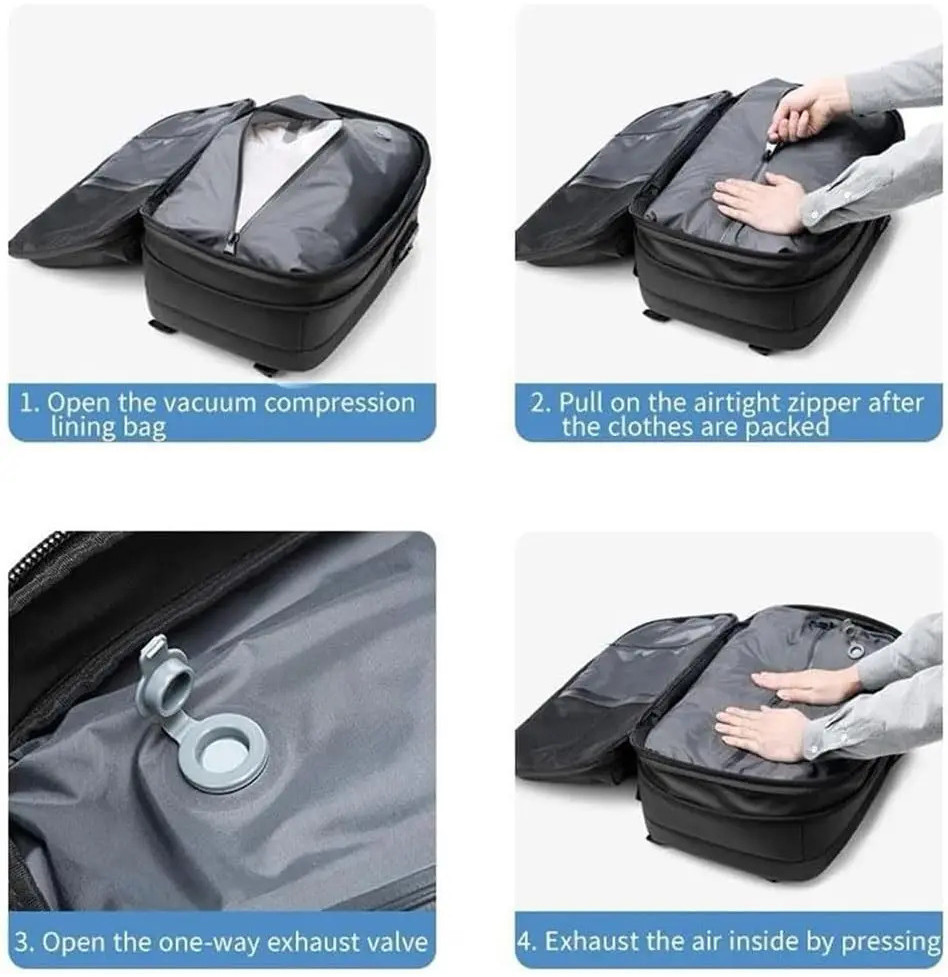 Airback Vacuum Compression Backpack with Vacuum Pump Expandable Travel ...