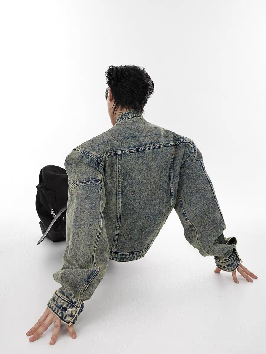 [X-MEN] American Retro Distressed Washed Shoulder Pads Short Style ...