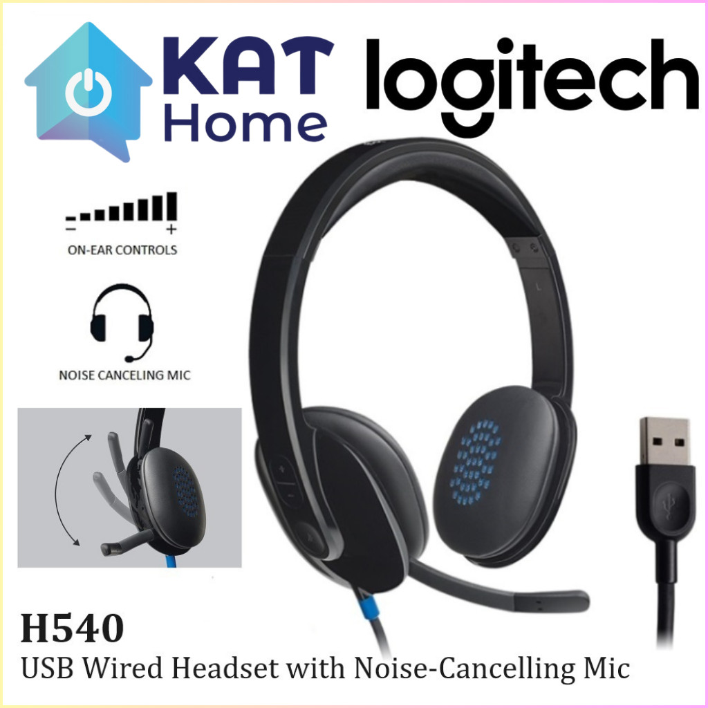 LOGITECH H540 WIRED USB COMPUTER HEADSET WITH HIGH DEFINITION SOUND, ON ...