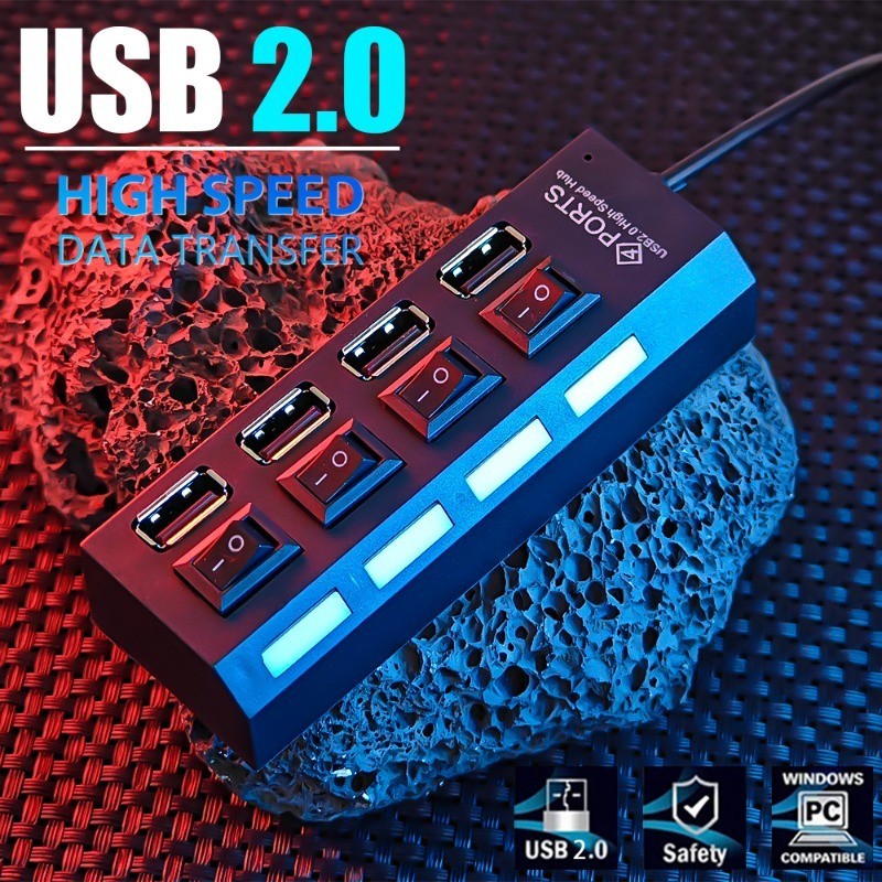 4 Ports Hub Splitter - Multi-Purpose Laptop U Disk Socket - USB 2.0 ...
