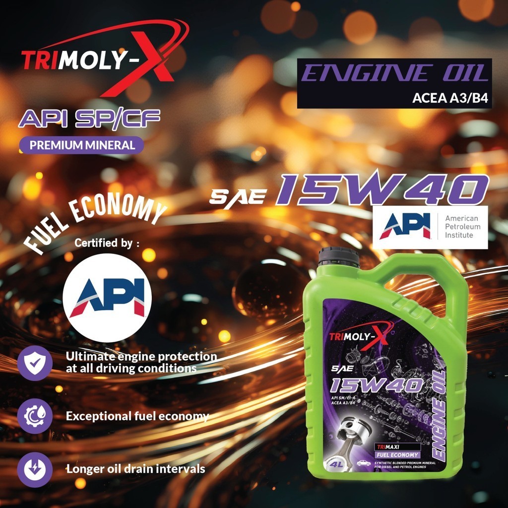 TRIMOLY-X TRIMOLYX 15W40 MINERAL ENGINE OIL SP/CF 4L Car Lubricant ...