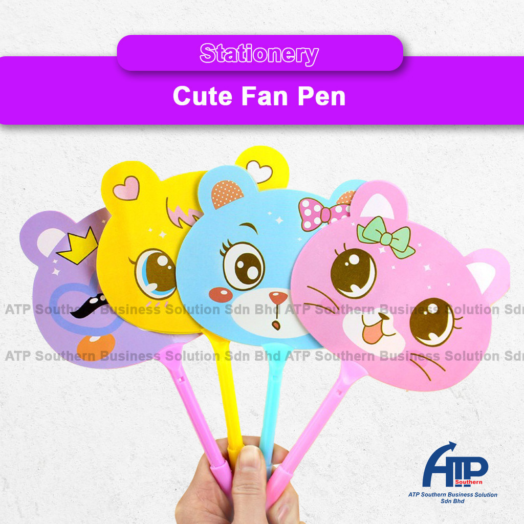 Korean Style Animal Fan Pen 2in1 Cute Cartoon Ballpoint Pen Fan Pen ...