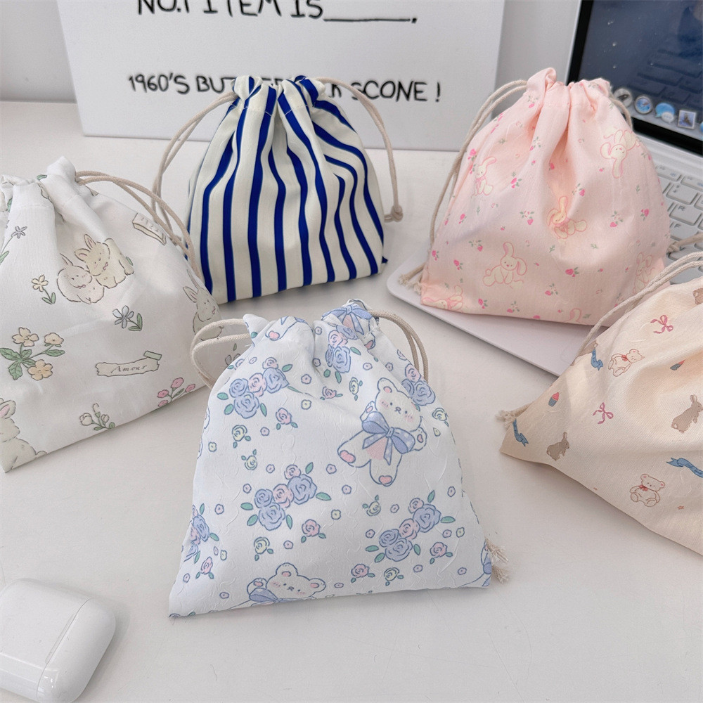 Cute Cartoon Drawstring Drawstring Pocket Portable Sundries mini ...