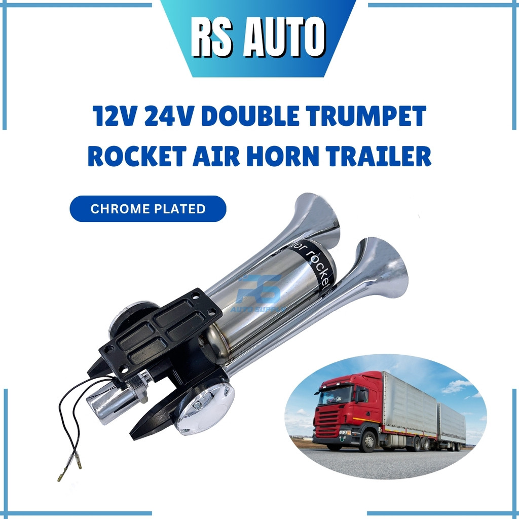12V 24V Double Trumpet Air Horn Rocket Kuat Super Loud Hon Lorry ...