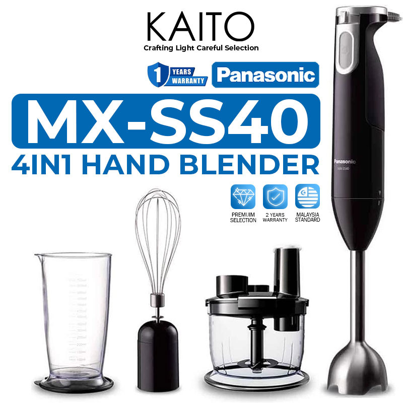 PANASONIC MX-SS40 Hand Blender 600W 5 Speed Stainless Steel 4 Blades Chopper Whisk Mixer Juicer ...
