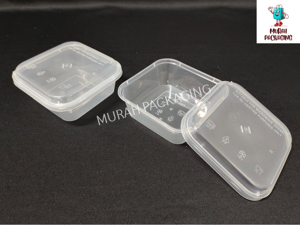 SQ350 (350ml) Square Plastic Disposable Food Container (50pcs±) / Bekas ...