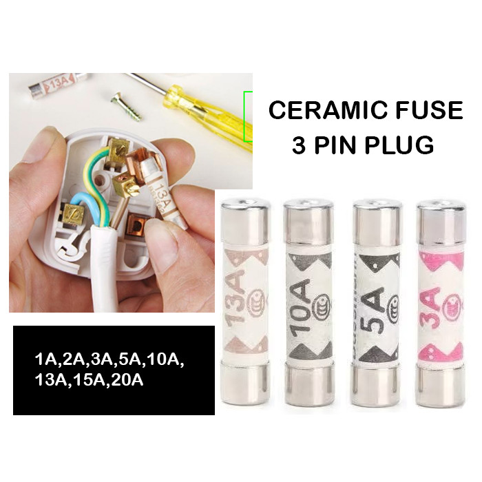 Fius Seramik Palam Atas UK Plug Top Fuse Ceramic Fuse BS1362 Bussmann ...