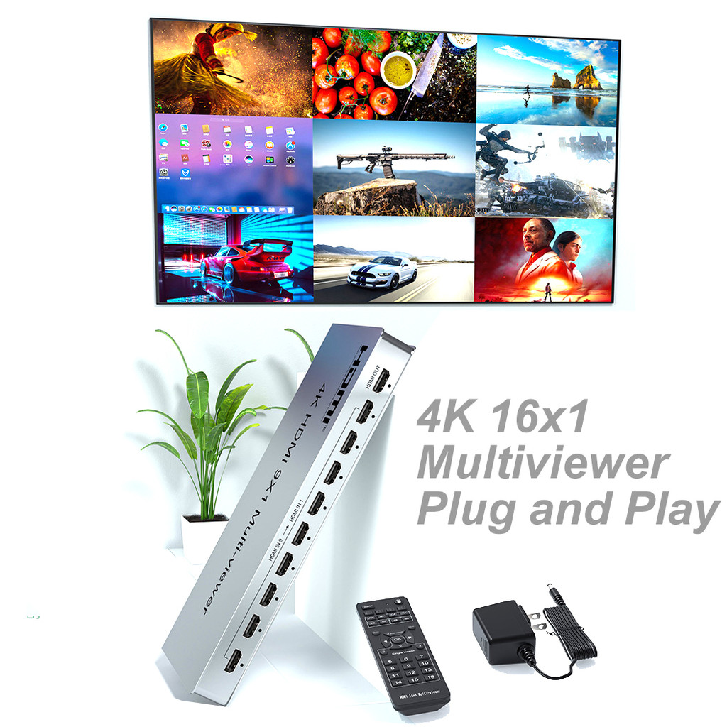 4K Multiviewer 16x1 Picture Splitter Quad HDMI Multi Viewer Seamless ...