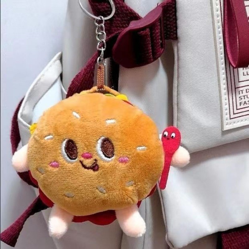 Cute French Fries Burger Plush Key Ring Keychain for Girls Gifts ...