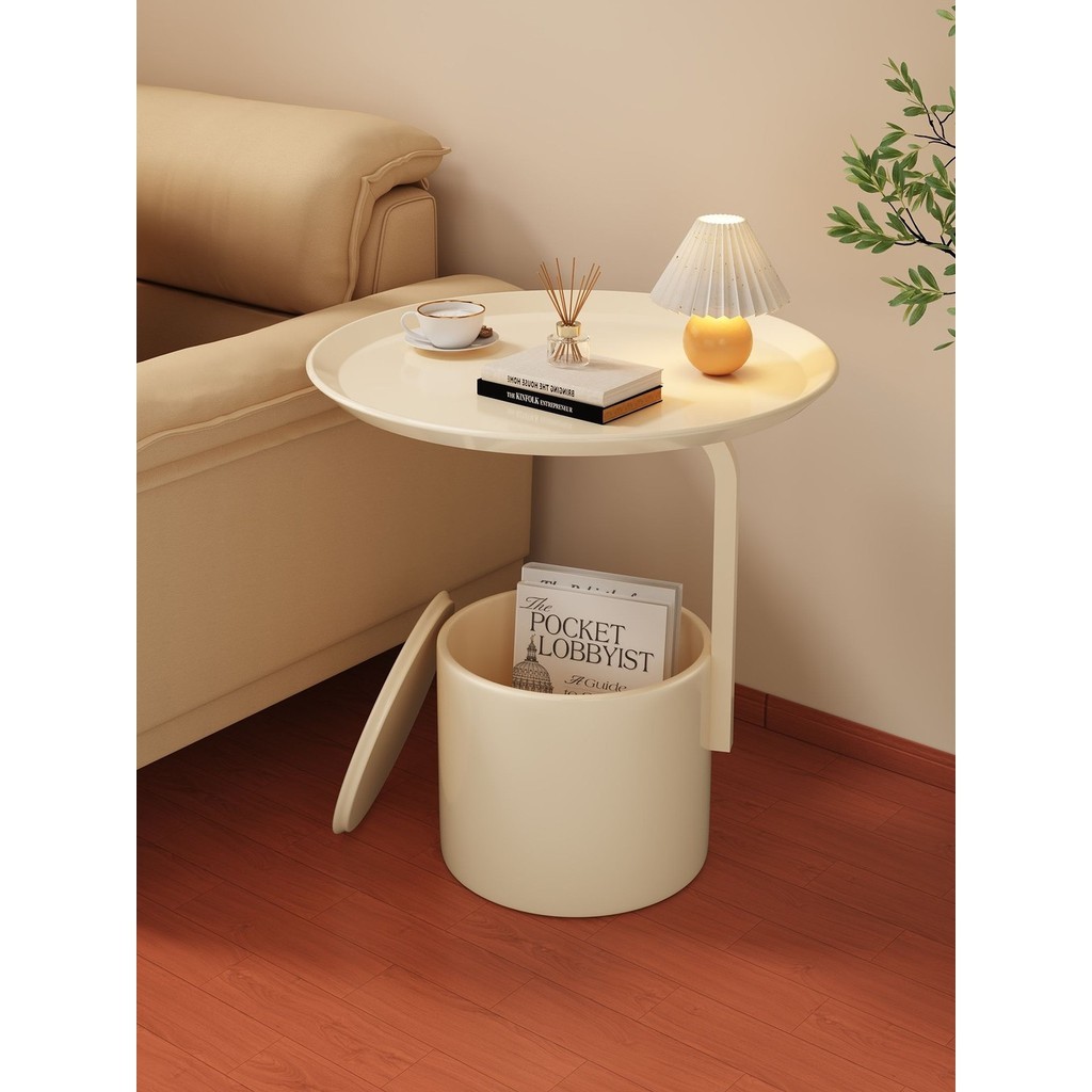 Sofa Side Table, Movable Coffee Table, Minimalist Cream Style Small ...