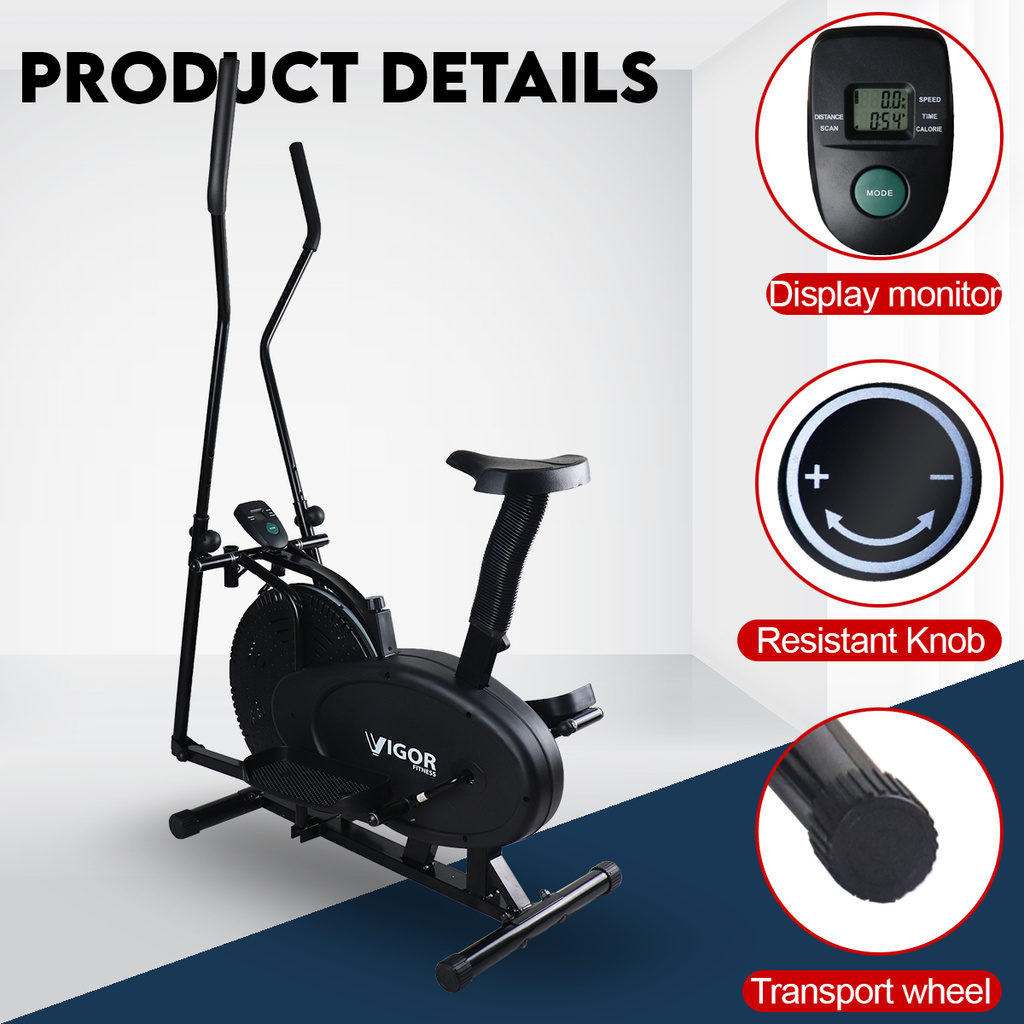 Vigor Fitness Elliptical Trainer / Orbitrac 2-In-1 Cross Trainer Bike ...
