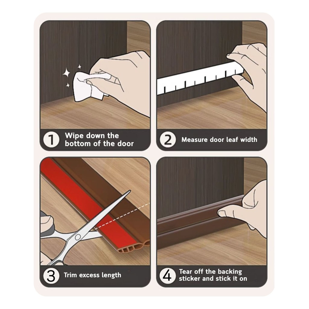 PVC Door Seal Strip Gap Stopper Windproof Dust Self Adhesive Bottom ...