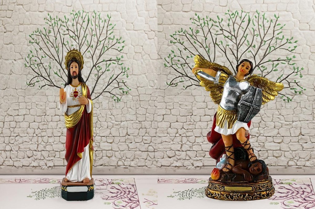 SF_ Desk Jesus Figurine Resin Jesus Figurine Hand Painted Virgin Mary ...