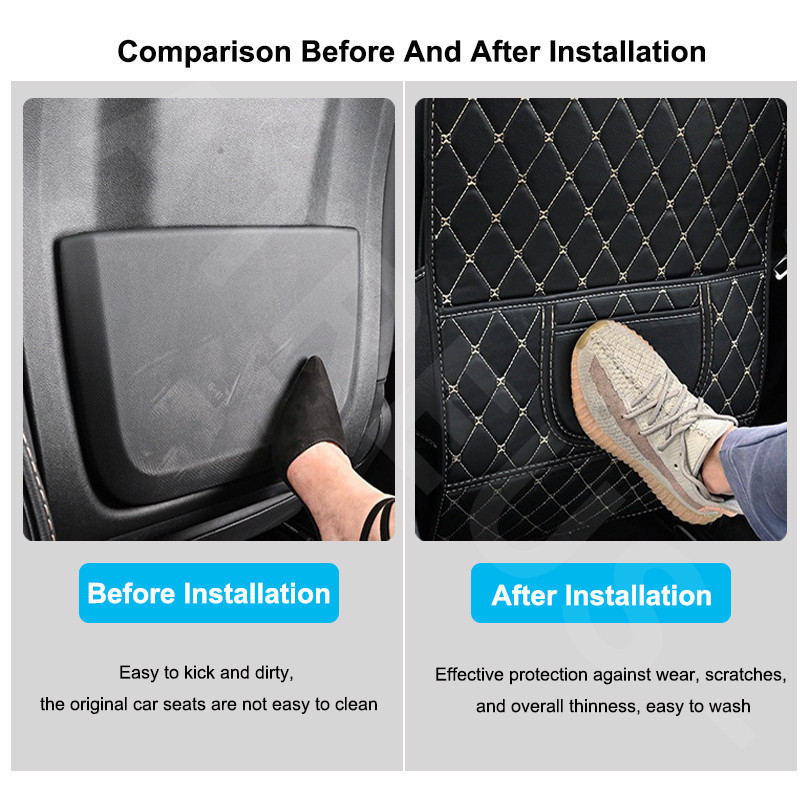 Chery Car Seat Back Anti Kick Pad Waterproof Mat PU Leather Protector ...