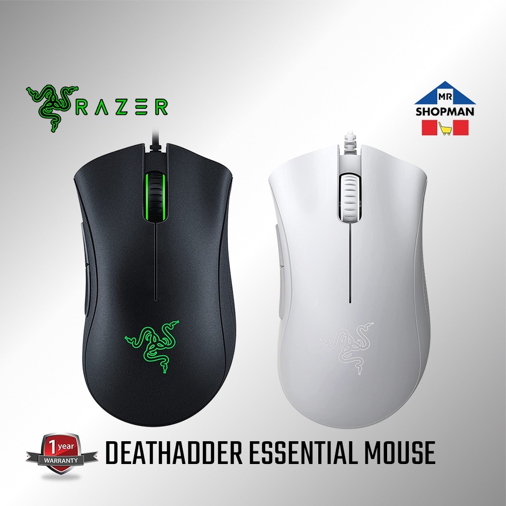 Razer Deathadder Essential Wired Gaming Mouse White/Black | Shopee Malaysia