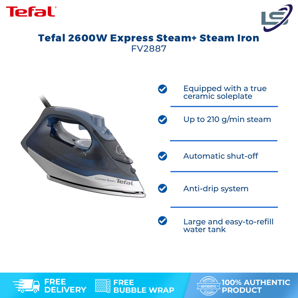 Tefal Steam Iron Express Steam+ FV2887 (FV2887M0) | Shopee Malaysia