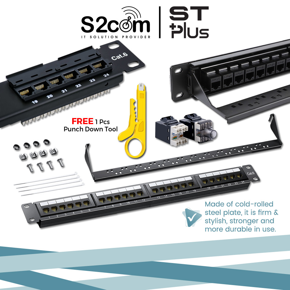 24/48 Ports Cat5E Cat6 RJ45 19" 1U Rackmount Full Loaded Keystone Patch Panel | Shopee Malaysia