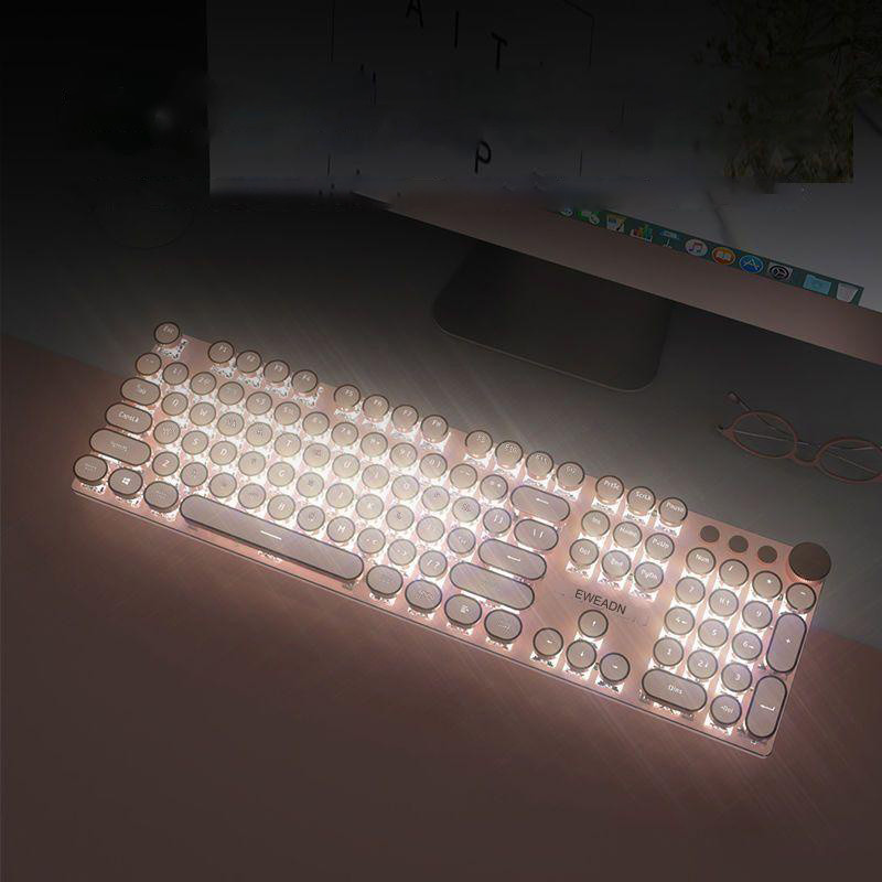 Wired Mechanical Keyboard 104-Keys Circular Punk Keycaps Type-C ...