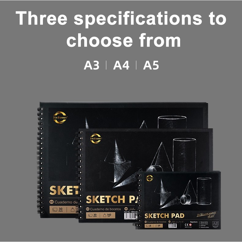 Professional Sketchbook A3 A4 A5 Drawing Pad 30 Sheets 160 GSM Acid ...
