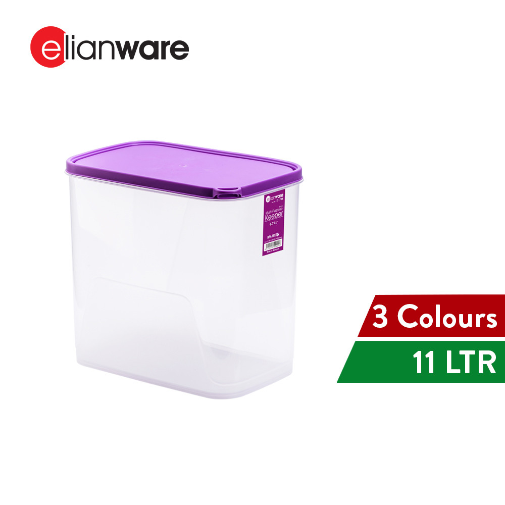 Elianware Multipurpose Rectangular Airtight Food Rice Storage (11L ...