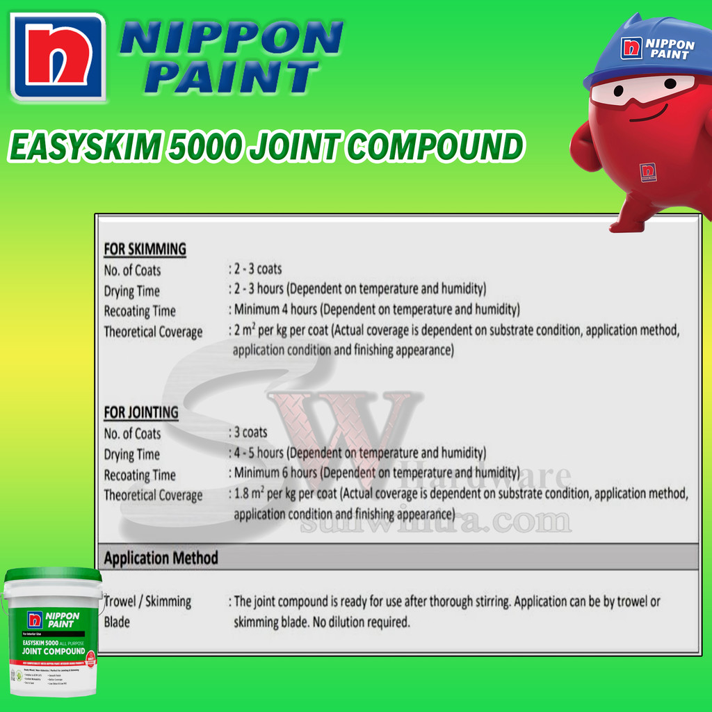 Nippon Paint All Purpose Joint Compound 5kg / Easyskim 5000 Tampal ...