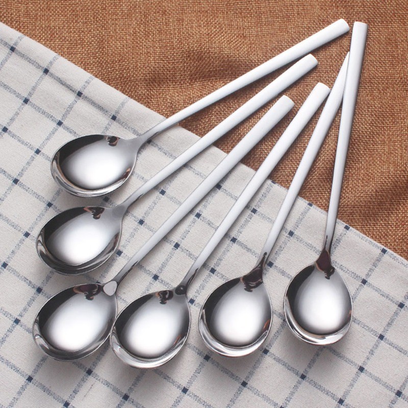 3Pcs Stainless Steel Silver Spoon - Long Handle Spoon - Head Soup Spoon ...