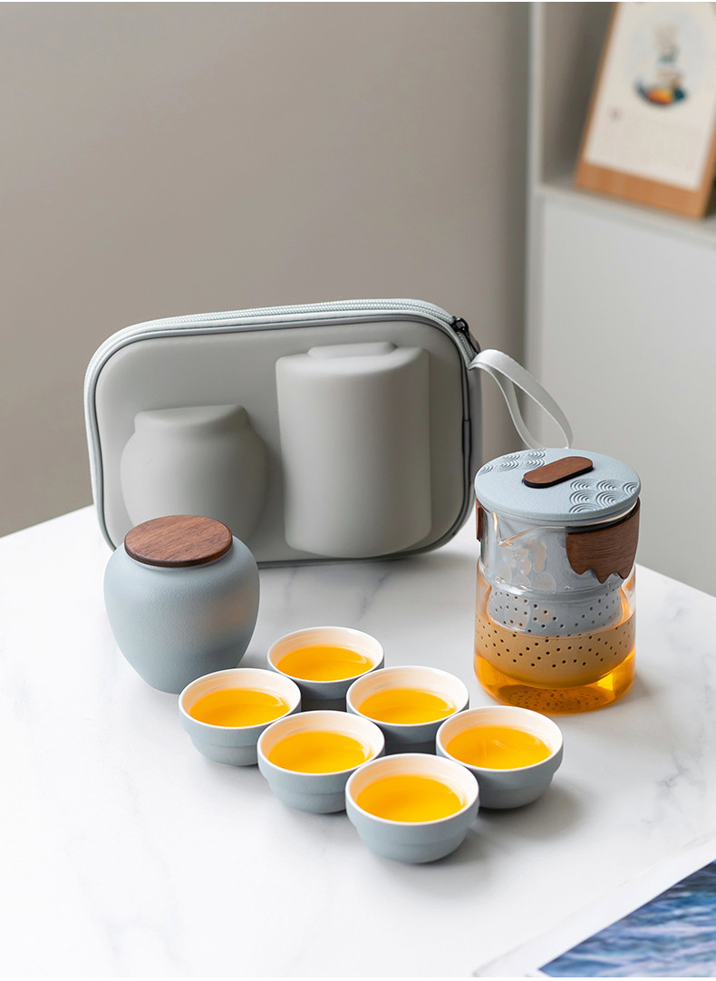 Glass Travel Tea Set Outdoor Camping Tea Set Ceramic Tea Set Teapot Tea ...