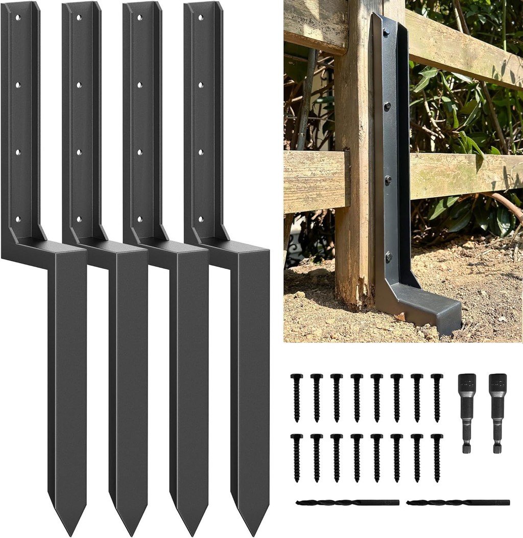 Heavy-duty steel fence post reinforcement kit, fence anchor posts are ...