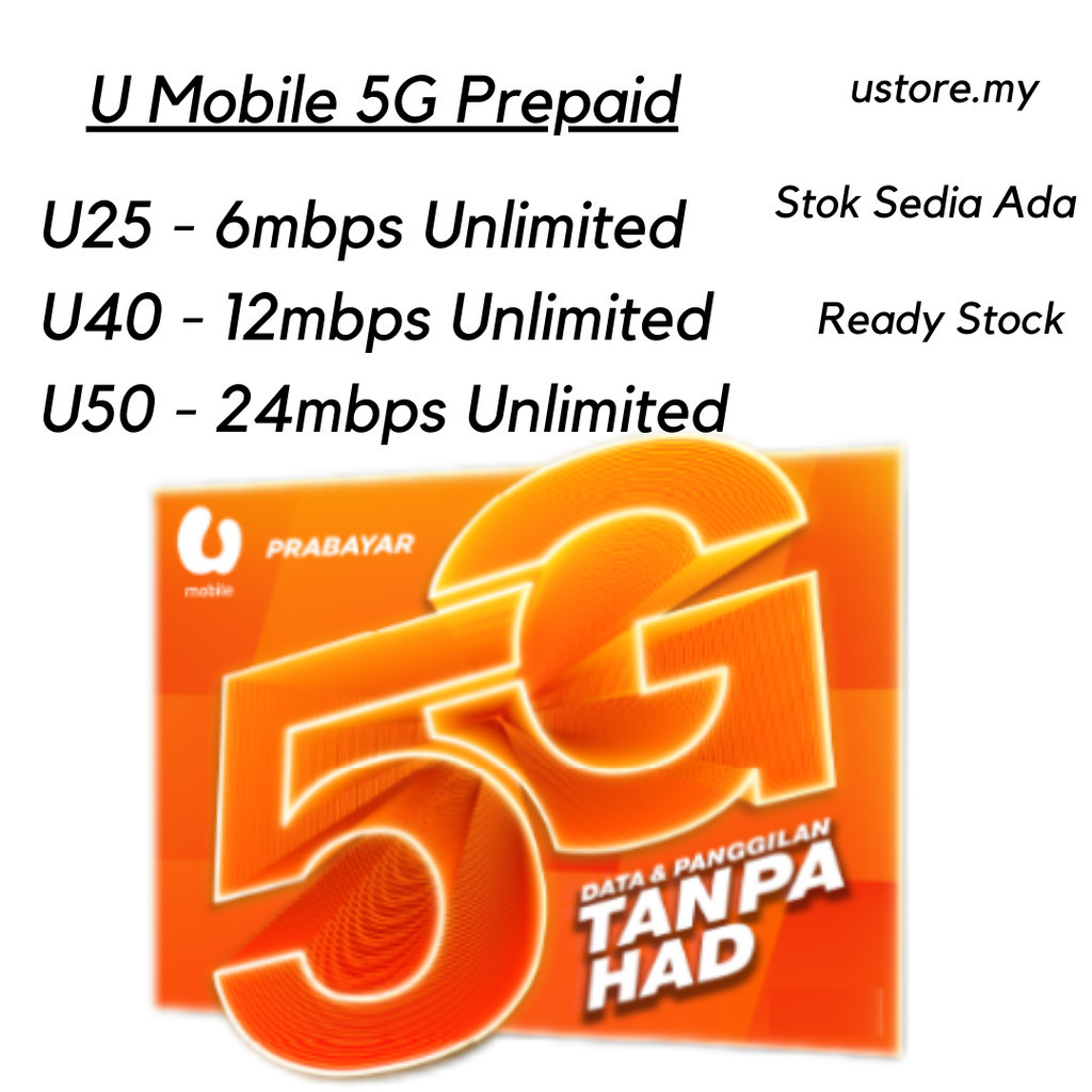 Umobile Unlimited Prepaid 5G SIM Card Plan - U25 U35 U40 U50 / Umobile Postpaid 38 68 98 5G Plan ...