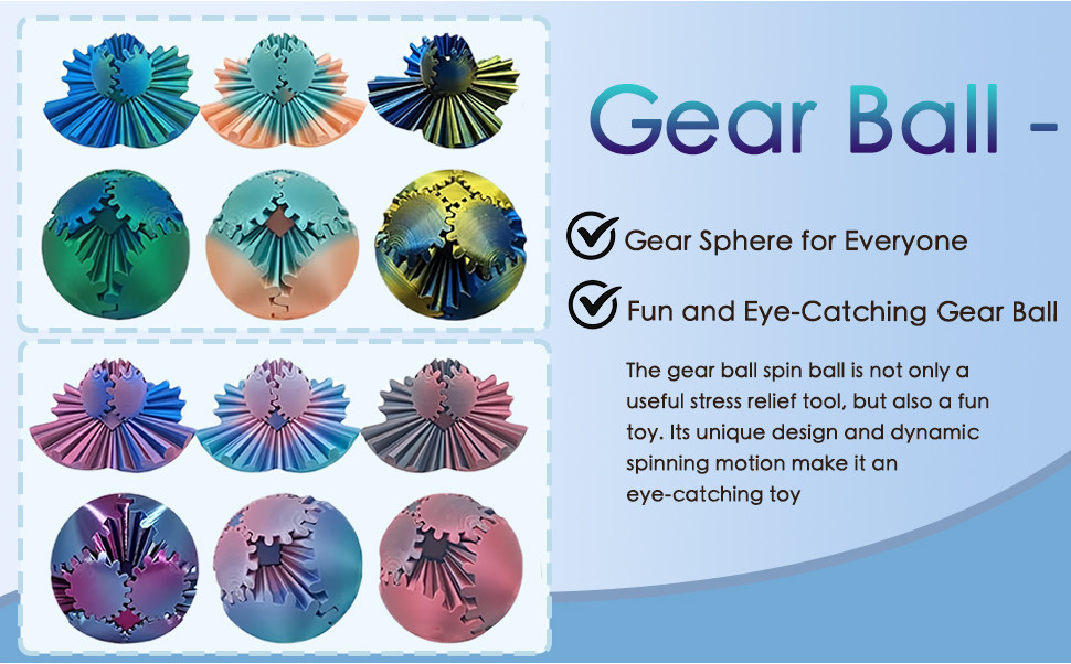 Gear Ball - 3D Printed Gear Ball Spin Ball or Cube Fidget Toy, Gear ...