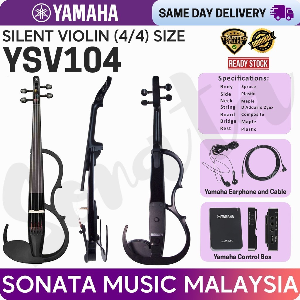 Yamaha SILENT Violin 4/4 Full Size Violin YSV104(YSV 104 / Y SV104 / YSV104BL / YSV 104BL / YSV ...
