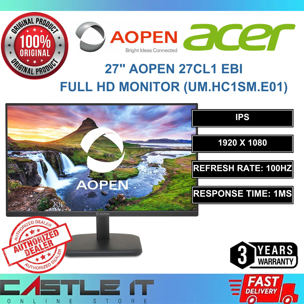 AOPEN Acer 27CL1 EBI 27" IPS 100HZ Full HD Monitor HD MI VGA FreeSync (UM.HC1SM.E01) | Shopee ...