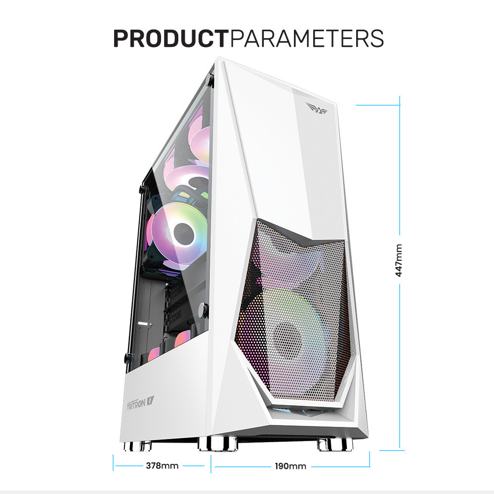 Armaggeddon Tritron Dual Chamber Tempered Glass Side Panel Gaming PC ...