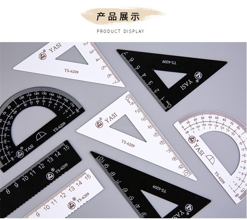 4Pcs/Set Geometry Sets Metal Ruler Triangle Ruler Protractor with Box ...