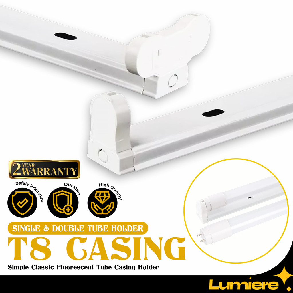 2FT 4Ft Lighting Casing Only LED T8 Single Double Holder Casing Lampu ...